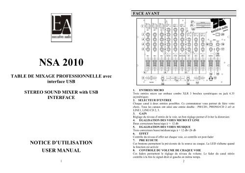 NSA 2010 TABLE DE MIXAGE PROFESSIONNELLE avec ... - Expelec