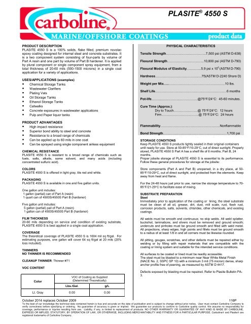 PLASITE 4550 S - Carboline