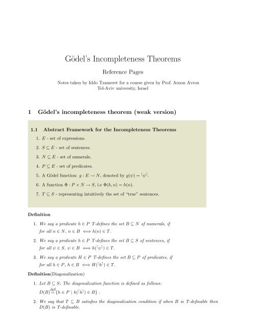 GÃ¶del's Incompleteness Theorems