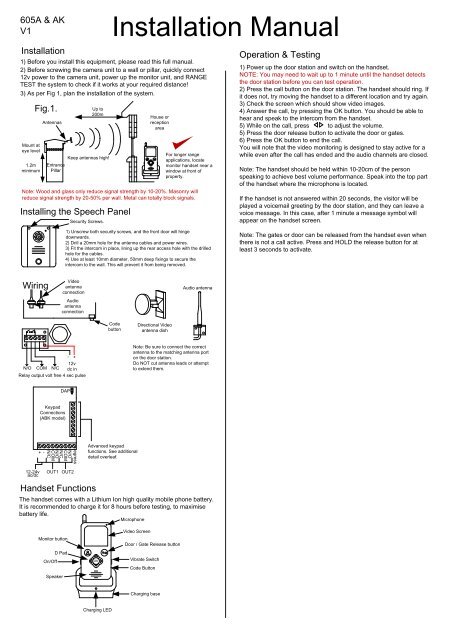 605 Series Wireless Video System Installation Instructions
