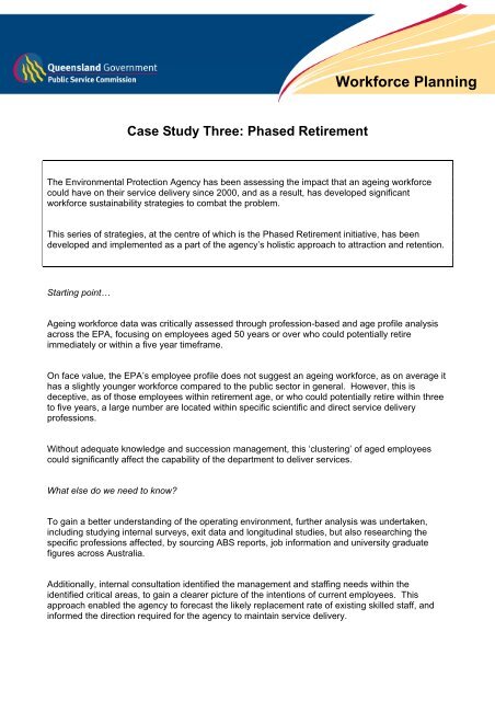 Case Study Three: Phased Retirement - Public Service Commission
