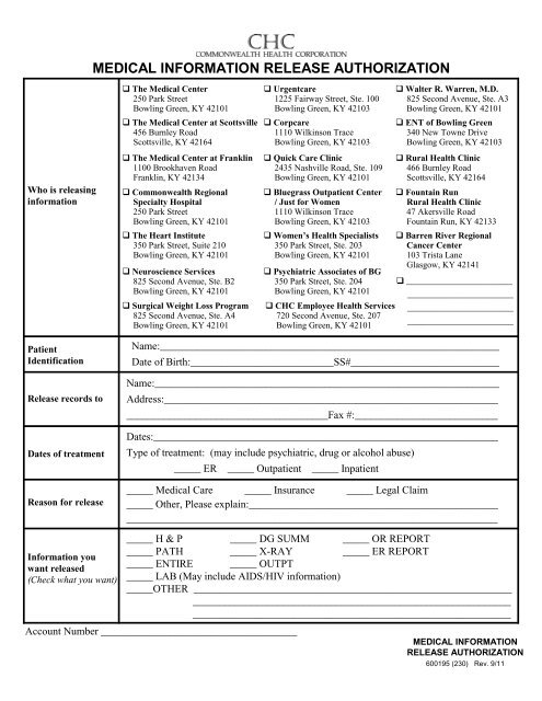 Surgery Release Form
