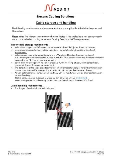 Nexans Cabling Solutions Cable storage and handling