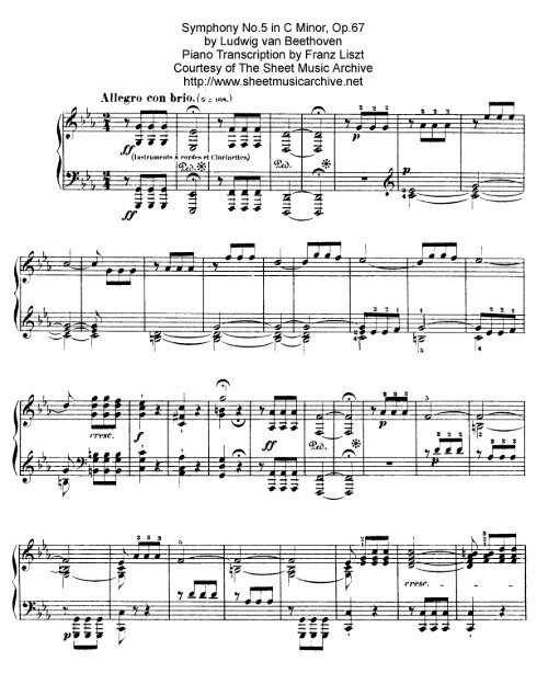 Symphony No.5 in C Minor, Op.67 by Ludwig van Beethoven Piano ...