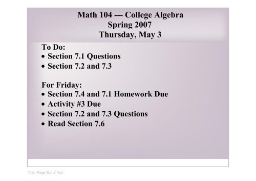 Chapter 7 Section 2 and 3