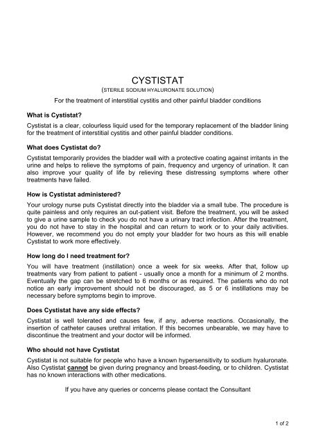 Cystistat treatment - Royal Free hospital