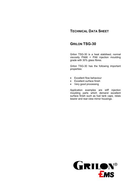 TECHNICAL DATA SHEET GRILON TSG-30