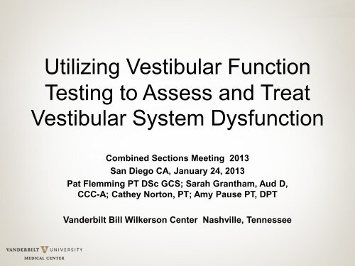 Utilizing Vestibular Function Testing to Assess and Treat Vestibular ...