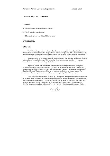 GEIGER-MÃ LLER COUNTER - Physics