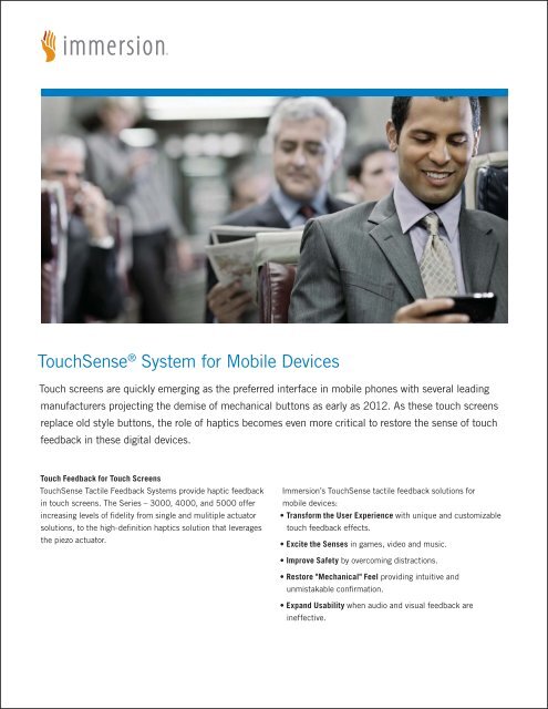 TouchSenseÂ® System for Mobile Devices - Immersion Corporation
