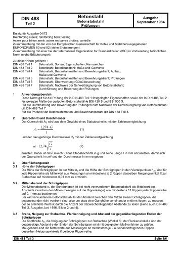 DIN 488 Teil 1 (Betonstahl) Sorten, Eigenschaften, Kennzeichen
