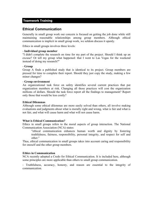 Ethical Communication - TOBYonline