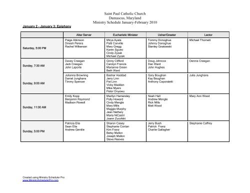 Saint Paul Catholic Church Damascus, Maryland Ministry Schedule ...