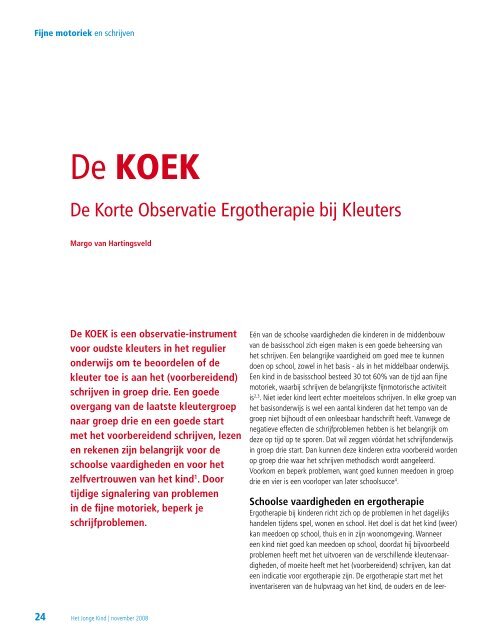 De KOEK. De Korte Observatie Ergotherapie bij Kleuters - hjk