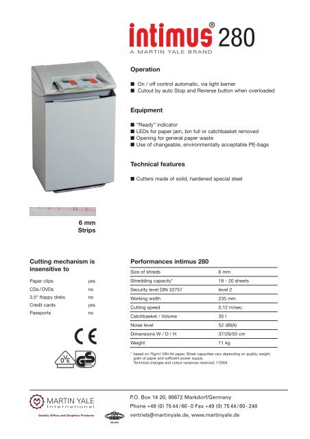 Intimus 280 - Trade Shredders