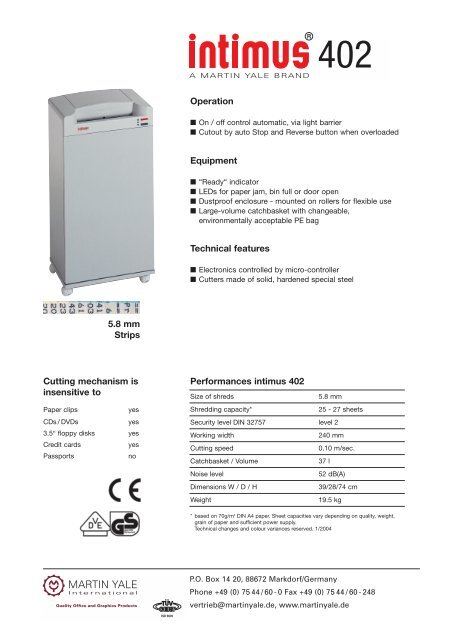 Intimus 402 - Trade Shredders