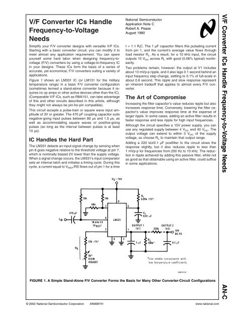 Application Note C V/F Converter ICs Handle Frequency-to-Voltage ...