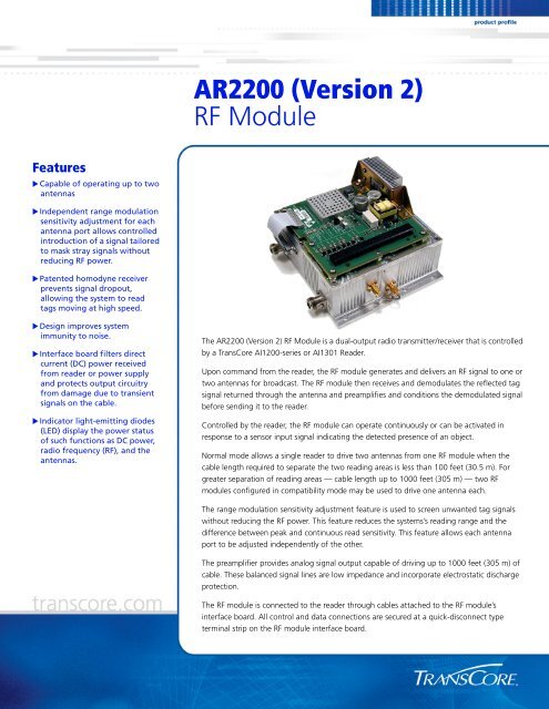 AR2200 (Version 2) RF Module - TransCore