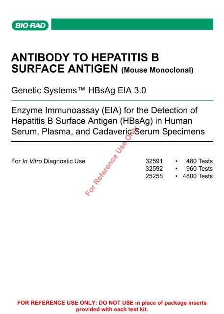 Genetic Systems HBsAg EIA 3.0