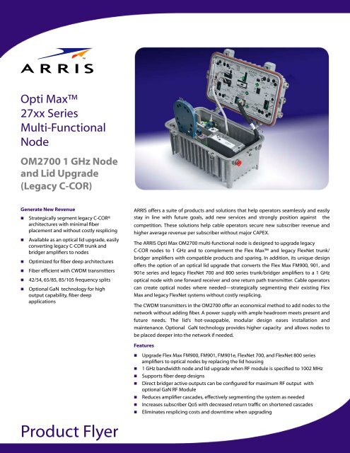 Opti Max 2700 Multi-Functional Node and Lid Upgrade ... - Arris