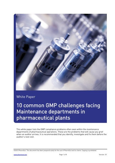 10 common GMP challenges facing Maintenance ... - PharmOut