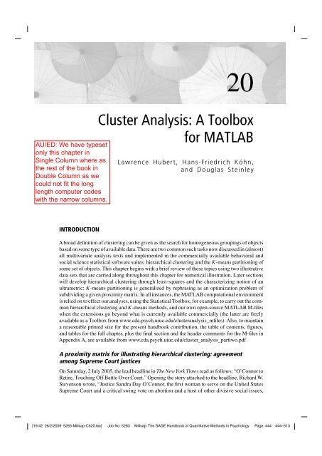 Cluster Analysis A Toolbox For Matlab