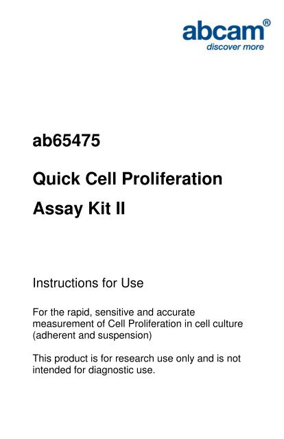 ab65475 Quick Cell Proliferation Assay Kit II - Abcam
