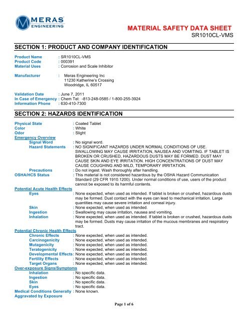 material safety data sheet - Varian
