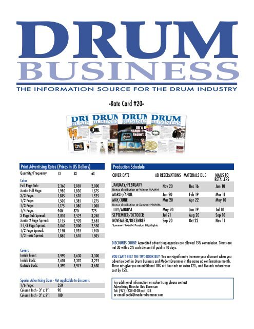 Rate Card #20 - Modern Drummer Magazine