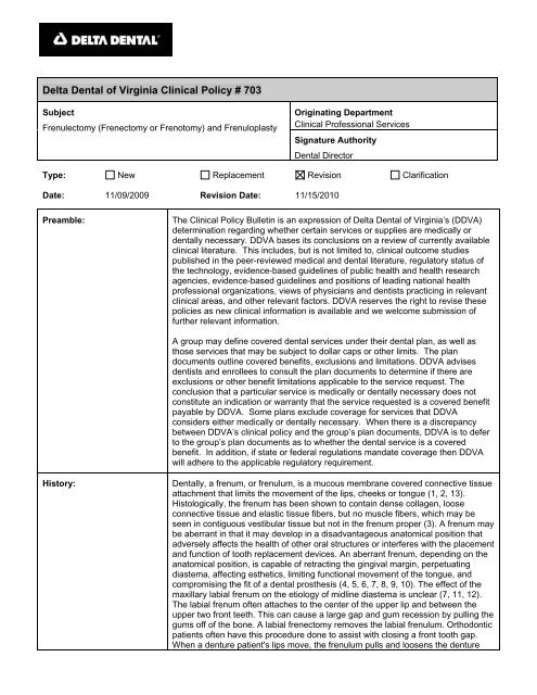 703 Frenulectomy (Frenectomy or Frenotomy) and Frenuloplasty