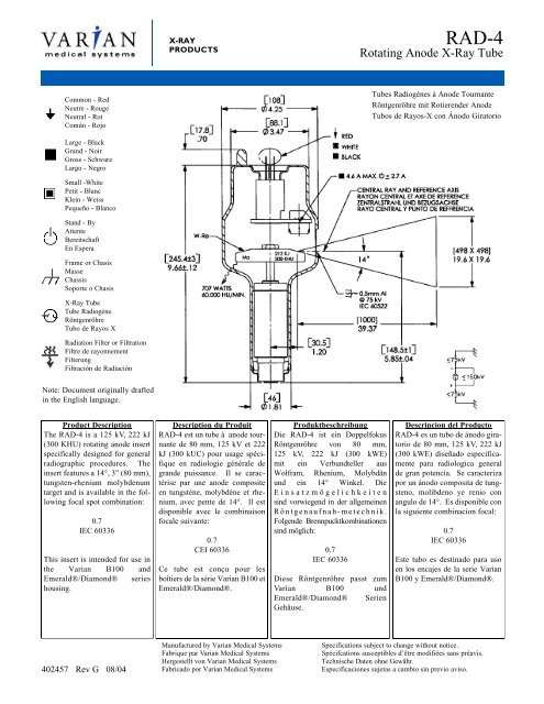 Rotating Anode X-Ray Tube - Varian