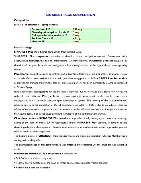 SINAREST PLUS SUSPENSION