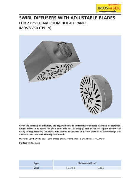 SWIRL DIFFUSERS WITH ADJUSTABLE BLADES