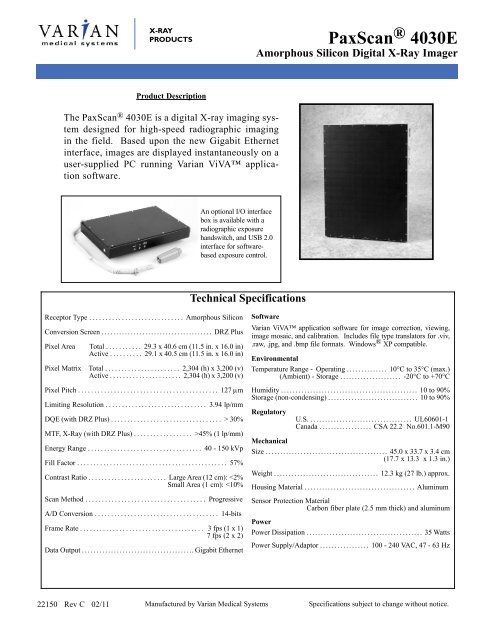 PaxScan 4030E Rev C - Varian