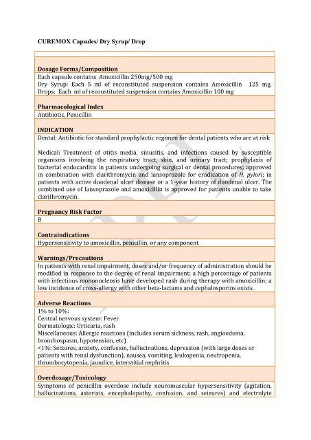 CUREMOX Capsules/ Dry Syrup - Lomus Pharmaceuticals Pvt. Ltd.