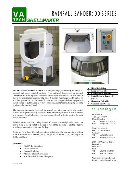 RAINFALL SANDER: DD SERIES - VA Technology