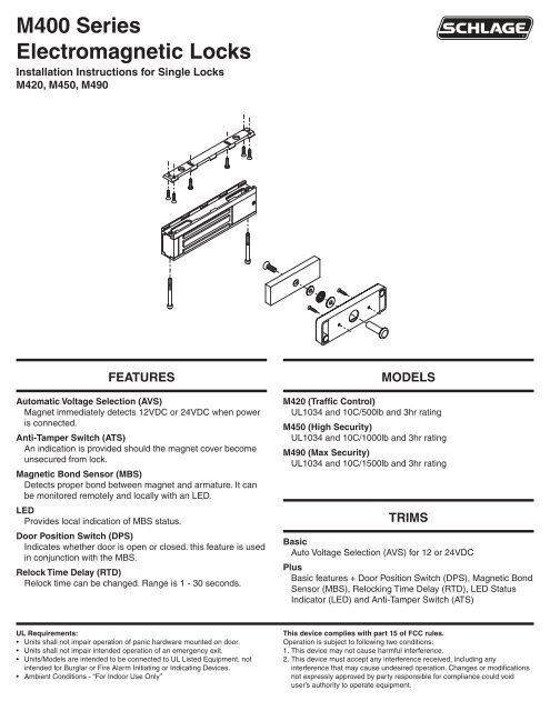 M400 Series Electromagnetic Locks - Security Technologies