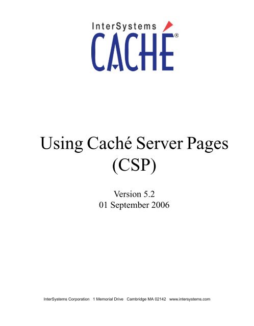 Using Caché Server Pages Csp Intersystems Documentation