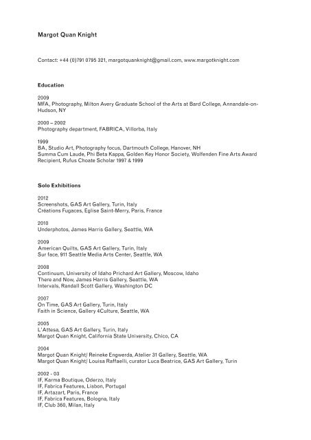 Resume - Margot Knight