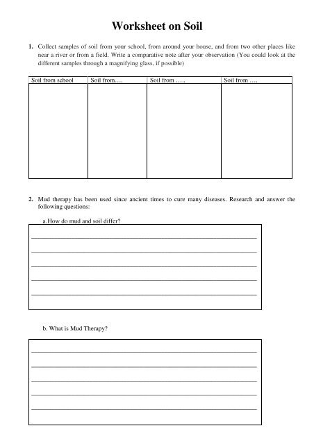 Worksheet on Soil - Teachers of India Worksheet on Soil - Teachers of India