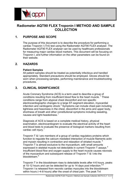 Radiometer AQT90 FLEX Troponin I METHOD AND SAMPLE ... - appn