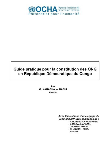Guide pratique pour la constitution des ONG en RDC Guide pratique pour la constitution des ONG en RDC