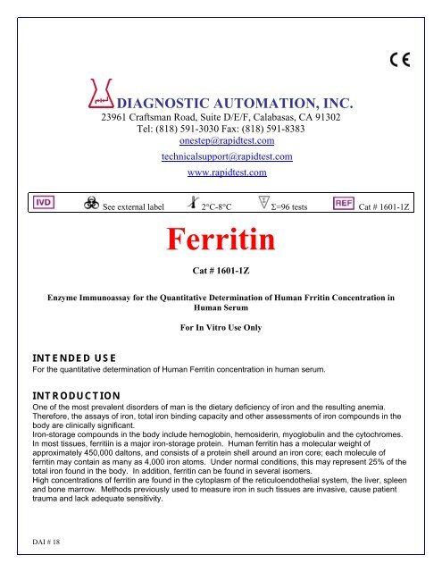 Ferritin - Diagnostic Automation : Cortez Diagnostics