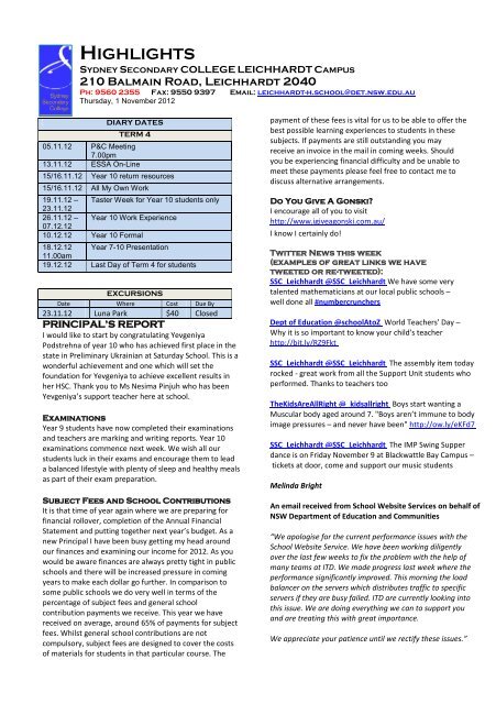 HIGHLIGHTS - Sydney Secondary College Leichhardt Campus