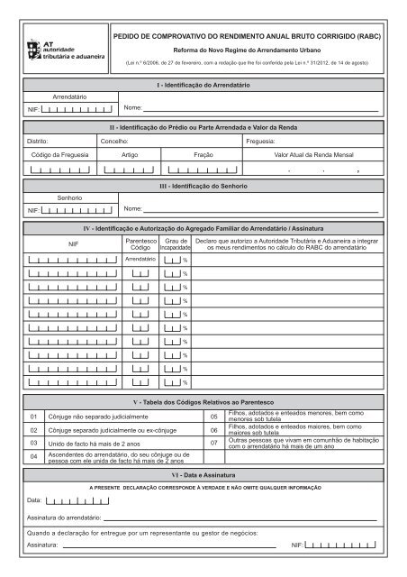 pedido de comprovativo do rendimento anual bruto corrigido (rabc)