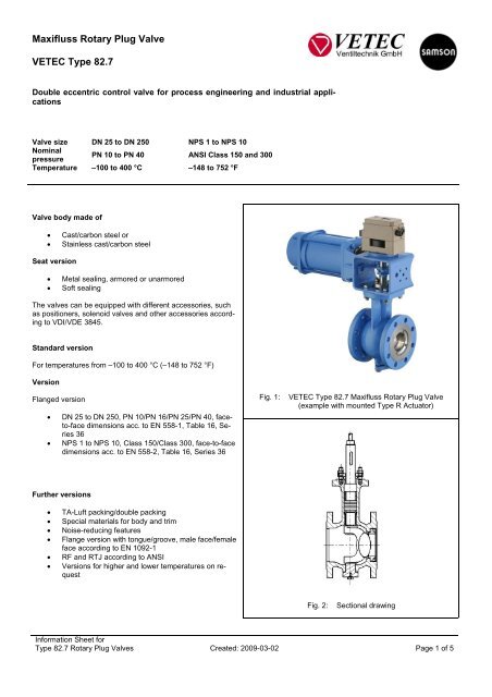 Maxifluss Rotary Plug Valve VETEC Type 82.7