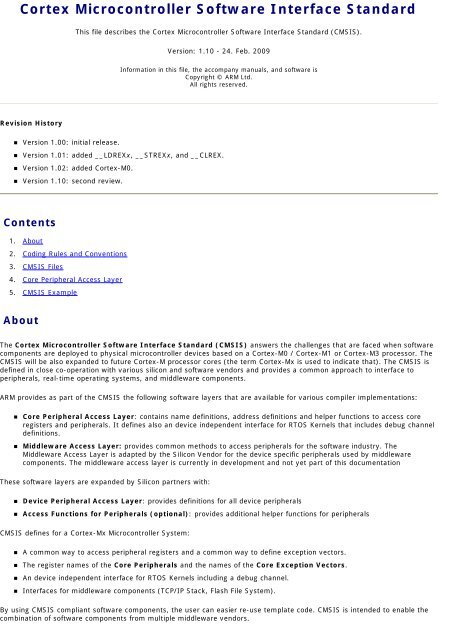 Cortex Microcontroller Software Interface Standard