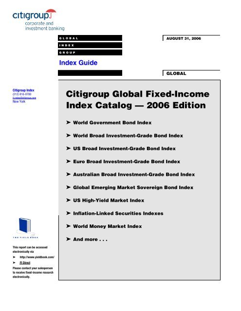 Citigroup Global Fixed-Income Index Catalog ... - The Yield Book