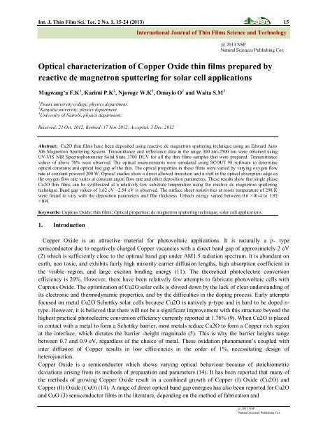 Optical characterization of Copper Oxide thin films prepared by ...