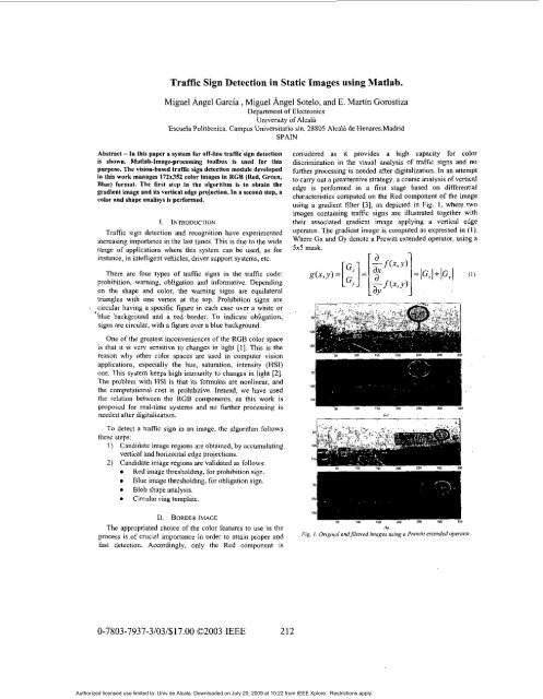 Traffic Sign Detection In Static Images Using Matlab Robesafe